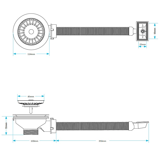 Basket Strainer Waste With Rectangular Overflow - Plumb Spares Direct Basket Strainer Waste With Rectangular Overflow - Plumb Spares Direct